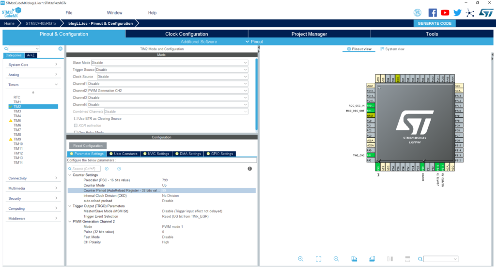 STM32 + LL でPWM出力を行う | Sora's Activity Record